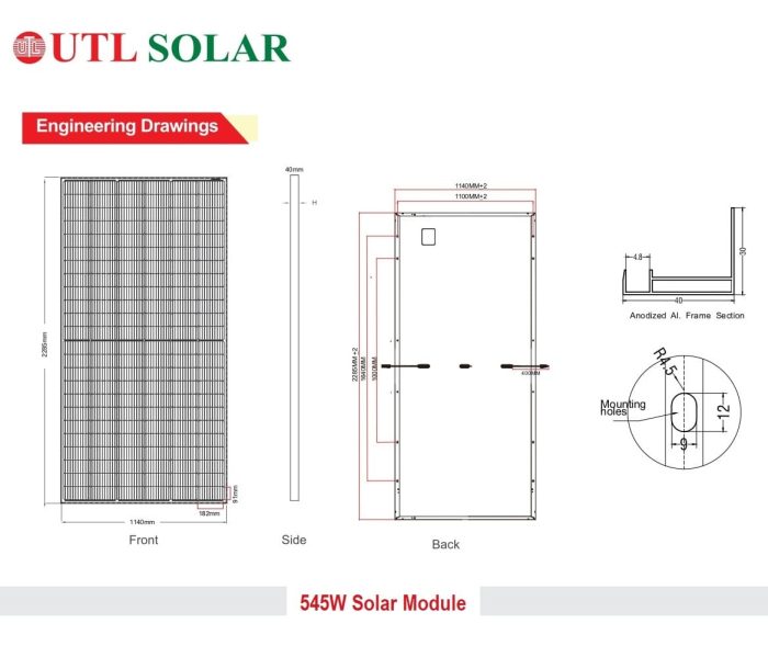 Buy UTL 540W 24V Mono PERC Solar Panel at Best Price in India