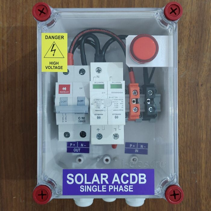 Kenbrook Solar ACDB Single Phase Inbuilt Havells AC MCB 32A, Havells AC ...