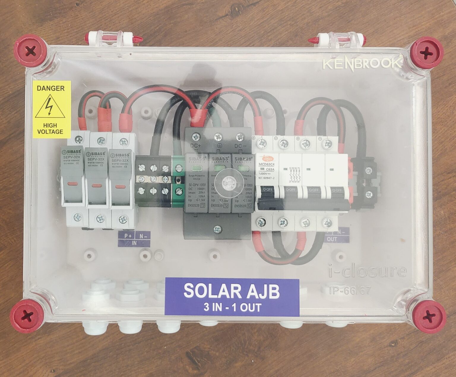 Kenbrook Solar AJB DCDB 3 in 1 Out 1000V Inbuilt 3 x 20A Sibass Fuses ...