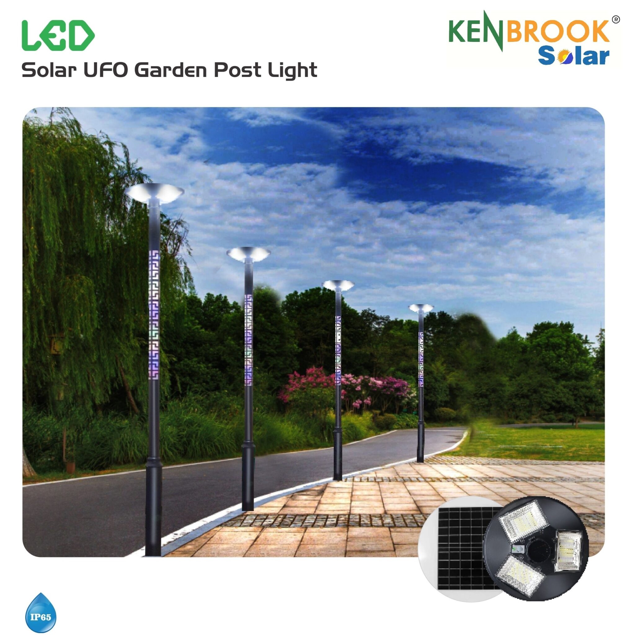 Buy 15 Watt round UFO RGB Solar Garden Light at best price - Kenbrook Solar
